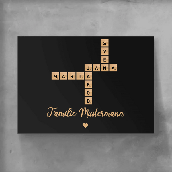 Personalisierbares Poster mit Familiennamen im Scrabble Look | Geschenk ...