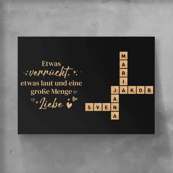 Personalisierbares Poster mit Familiennamen im Scrabble Look und Spruch ...
