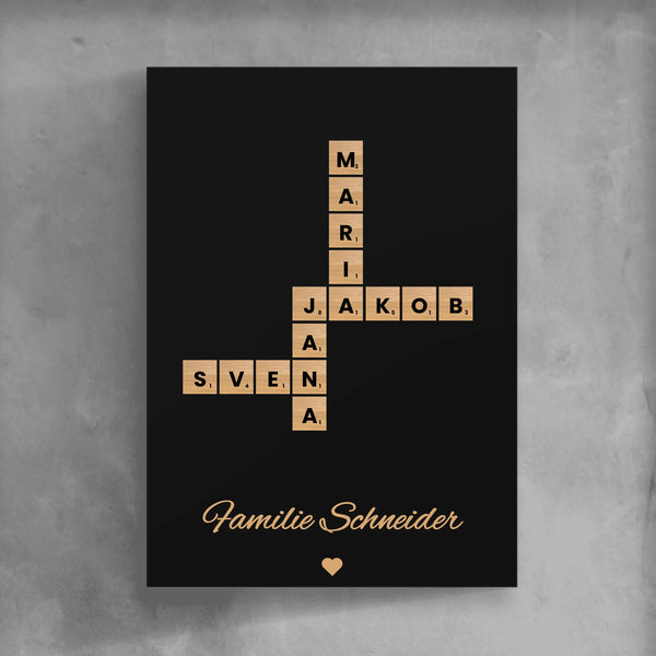 Personalisierbares Poster mit Familienname in Scrabble Look - Geschenk ...
